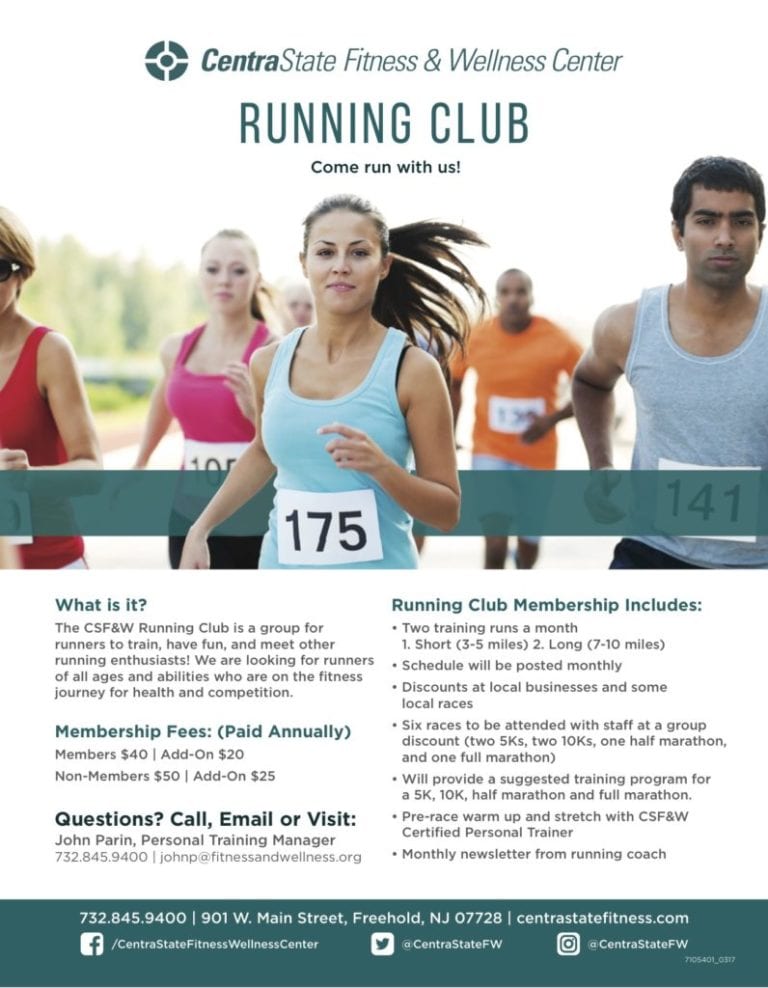 Come run with our Running Club! - CentraState Fitness and Wellness