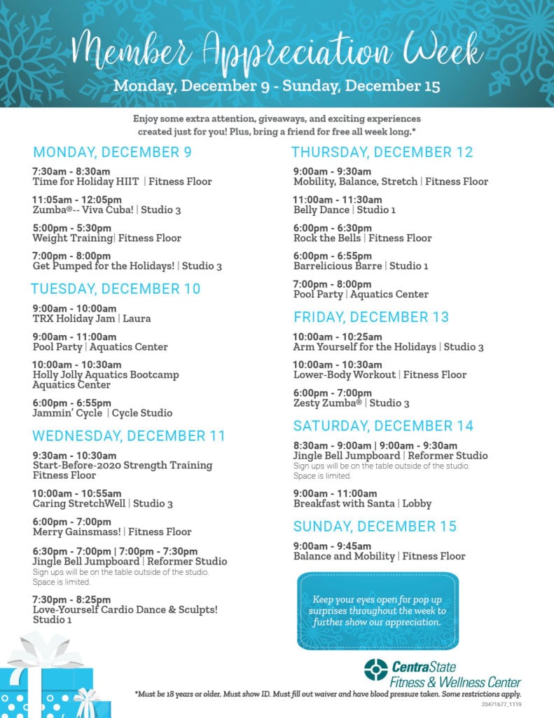 Member Appreciation Week Monday, December 9 – Sunday, December 15 ...